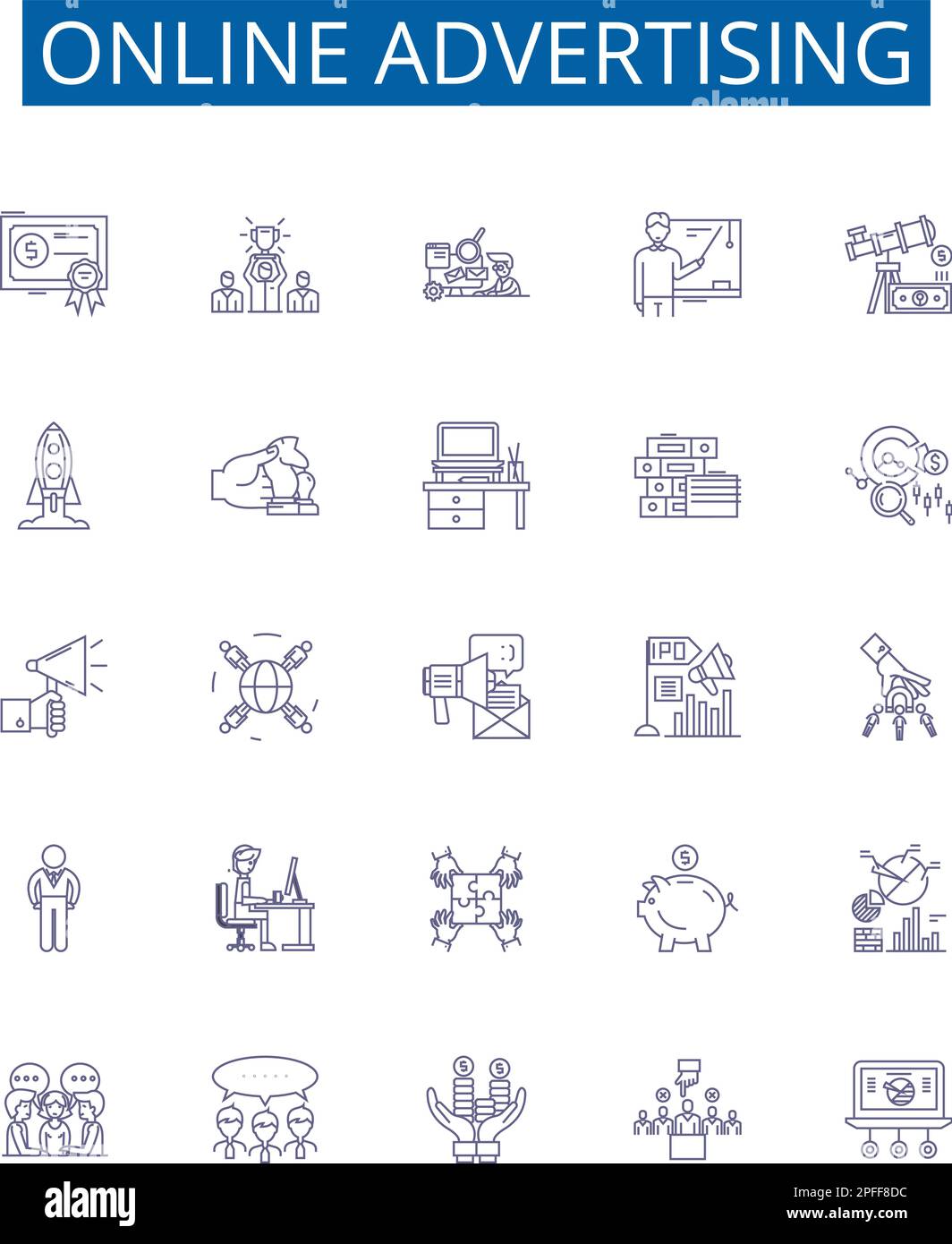 Online advertising line icons signs set. Design collection of Digital, Ads, Internet, Promotions ...