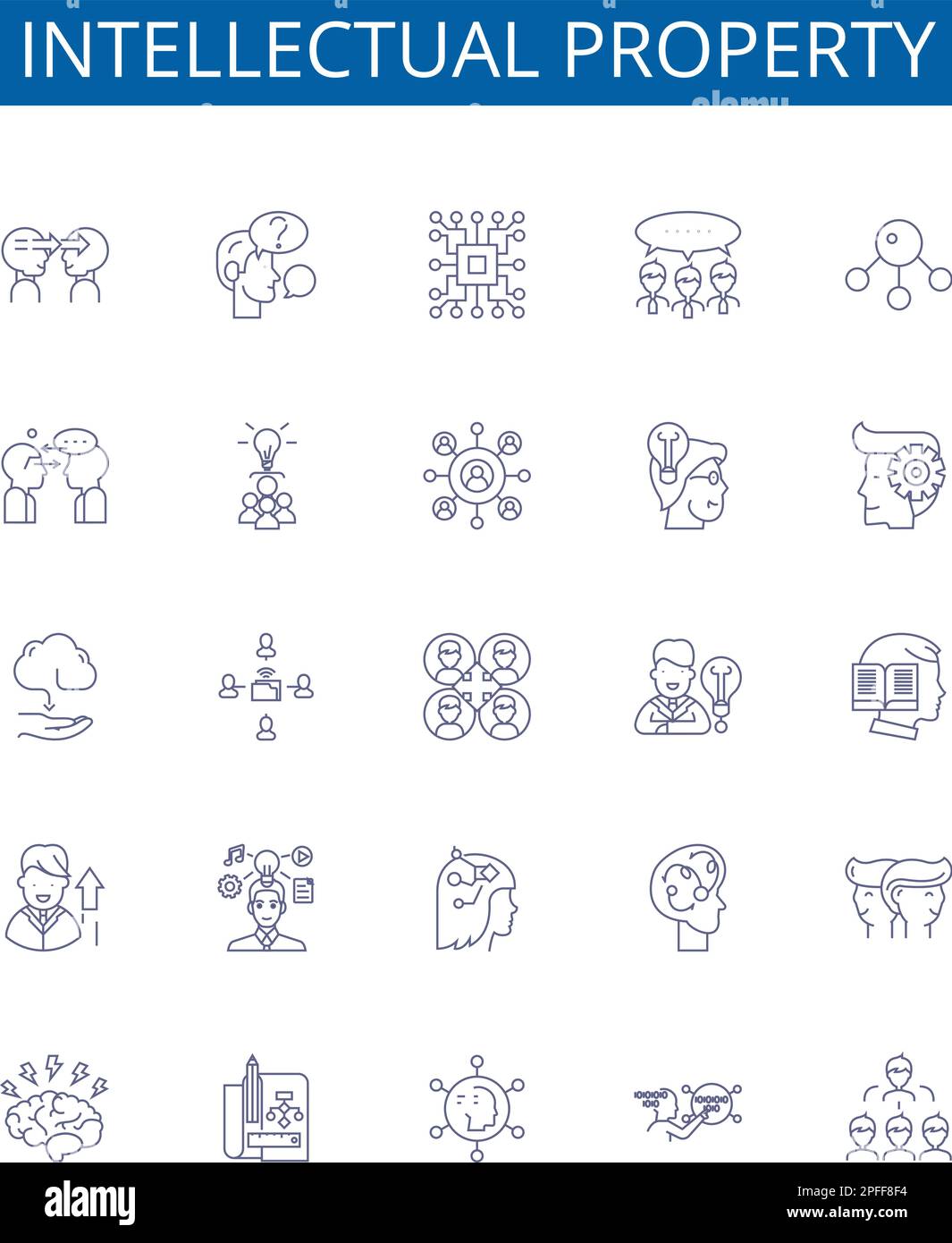 Intellectual property line icons signs set. Design collection of IP, Inventions, Patents ...