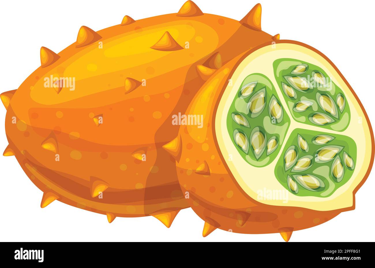 kiwano fruit food yellow cartoon vector illustration Stock Vector Image & Art - Alamy