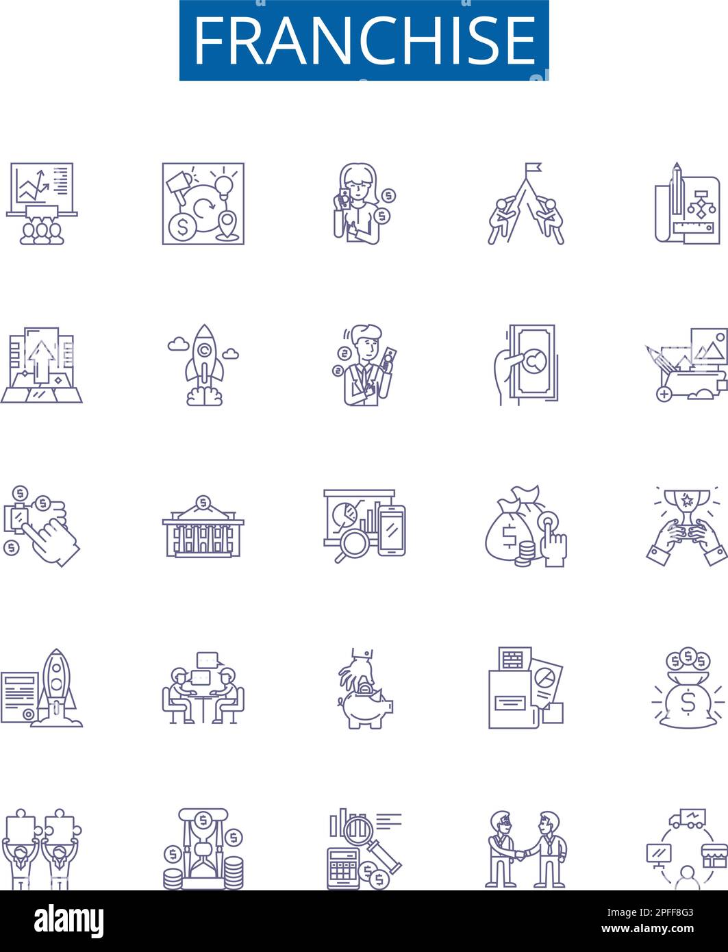 Franchise line icons signs set. Design collection of Franchising, Chain ...