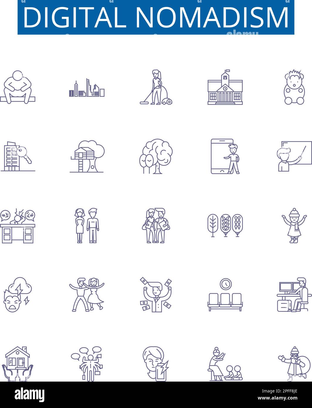 Digital nomadism line icons signs set. Design collection of Voyaging ... Digital nomadism line icons signs set. Design collection of Voyaging ...