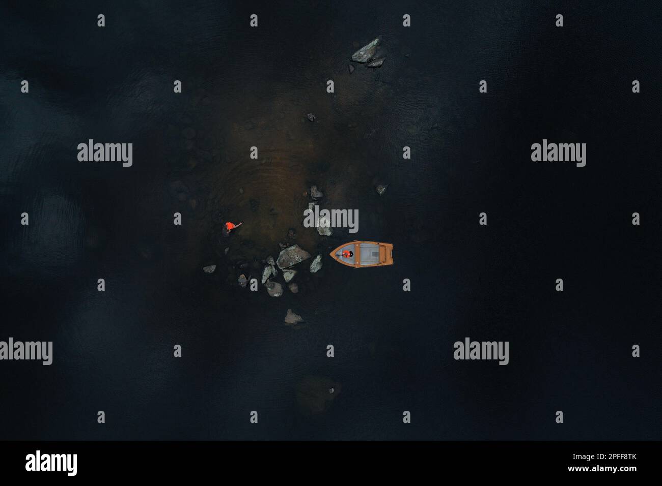 Boats on a lake seen from above Stock Photo - Alamy