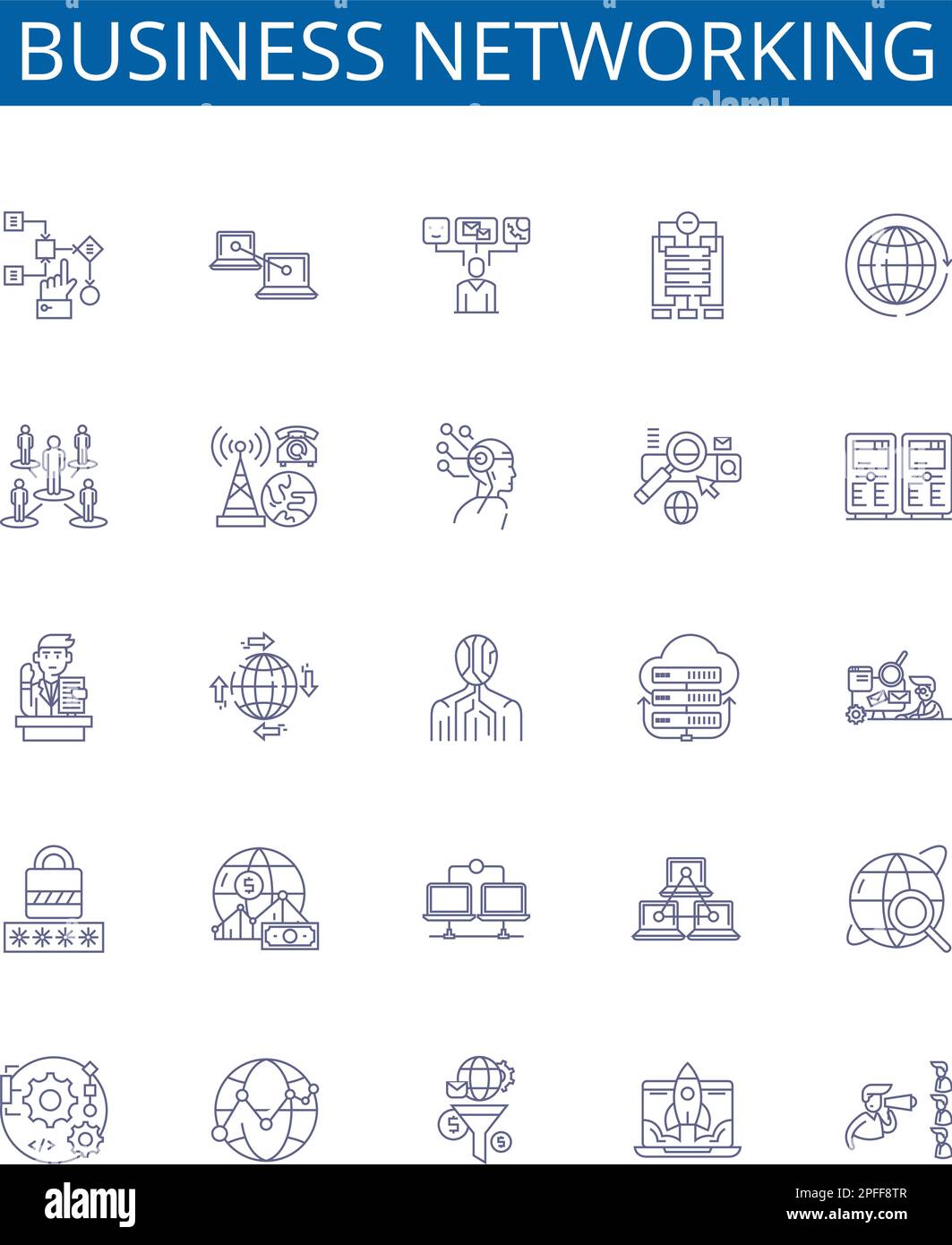 Business networking line icons signs set. Design collection of ... Business networking line icons signs set. Design collection of ...