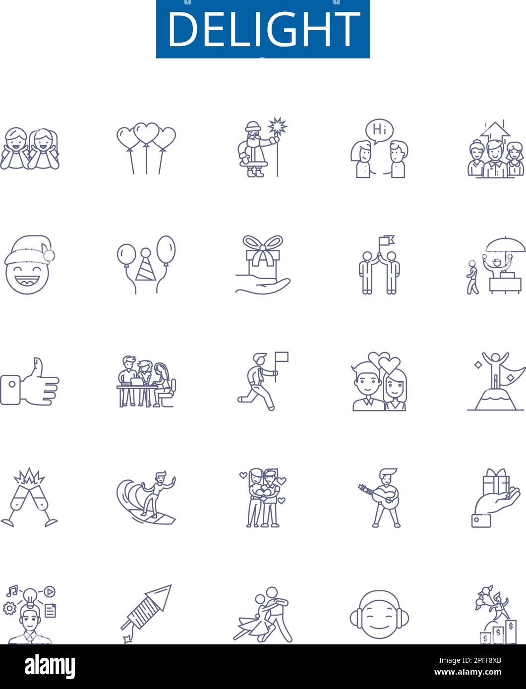 Delight line icons signs set. Design collection of Joy, Appeal, Gratify ...