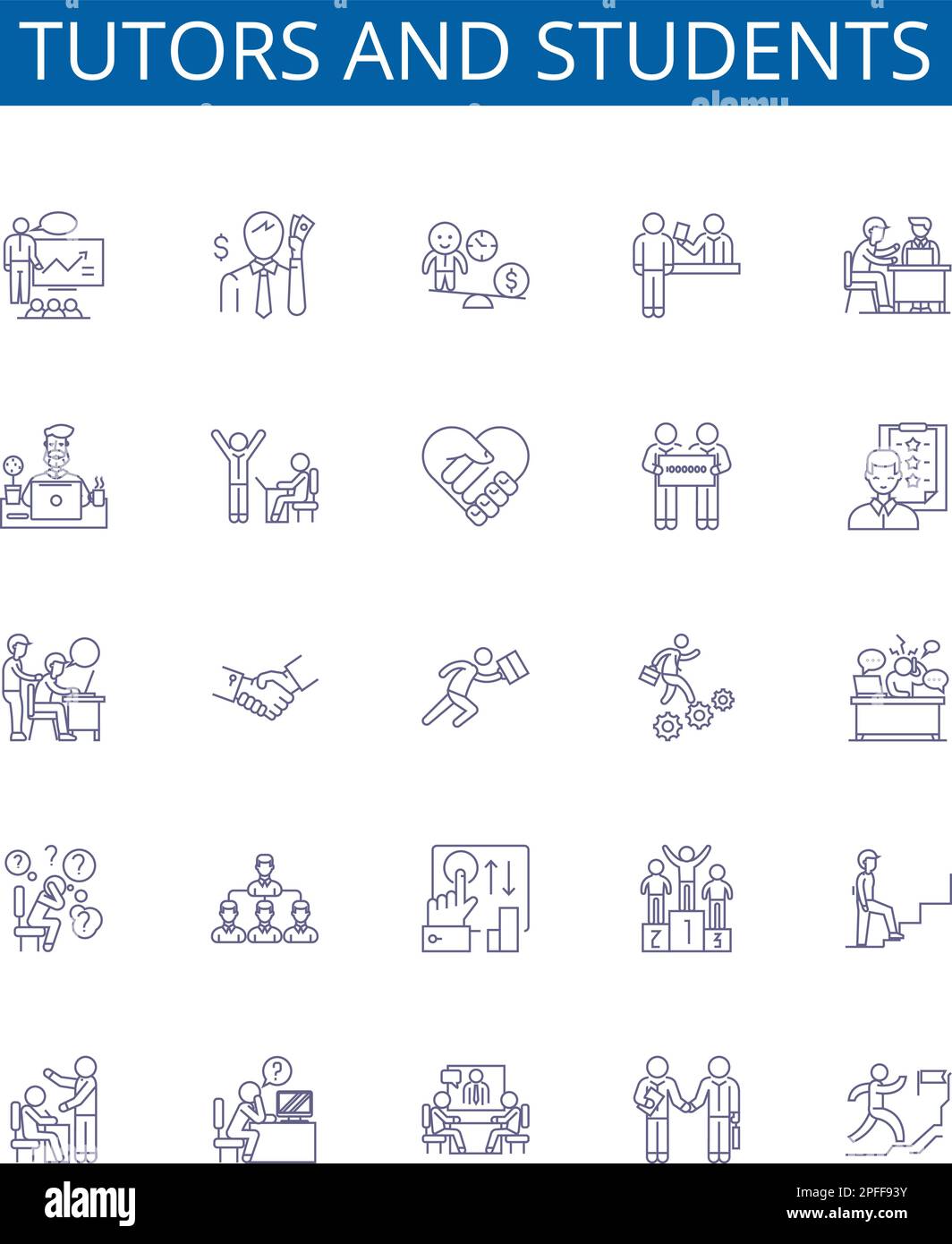 Tutors and students line icons signs set. Design collection of Tutors, Students, Teaching ...