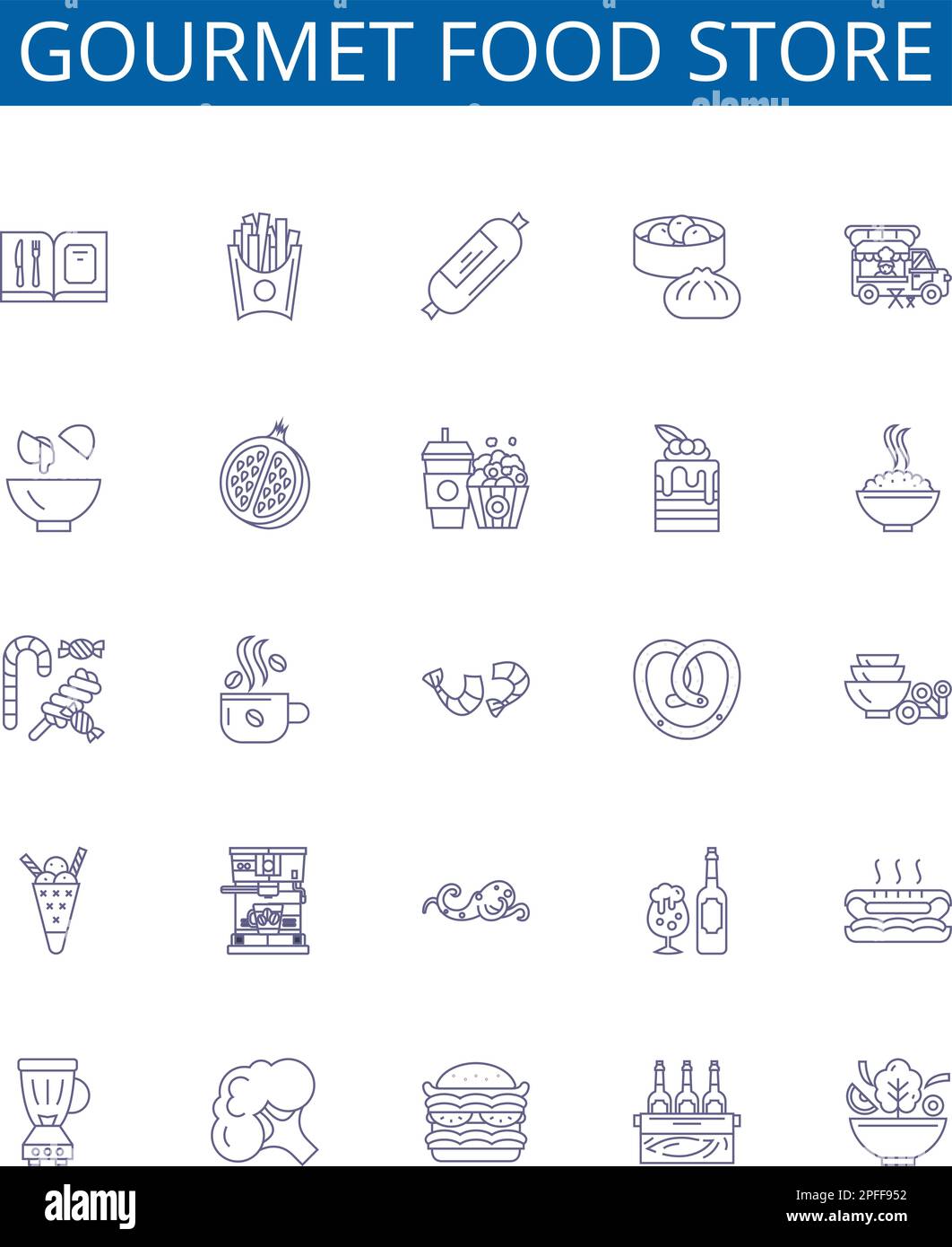 Gourmet food store line icons signs set. Design collection of Gourmet ...