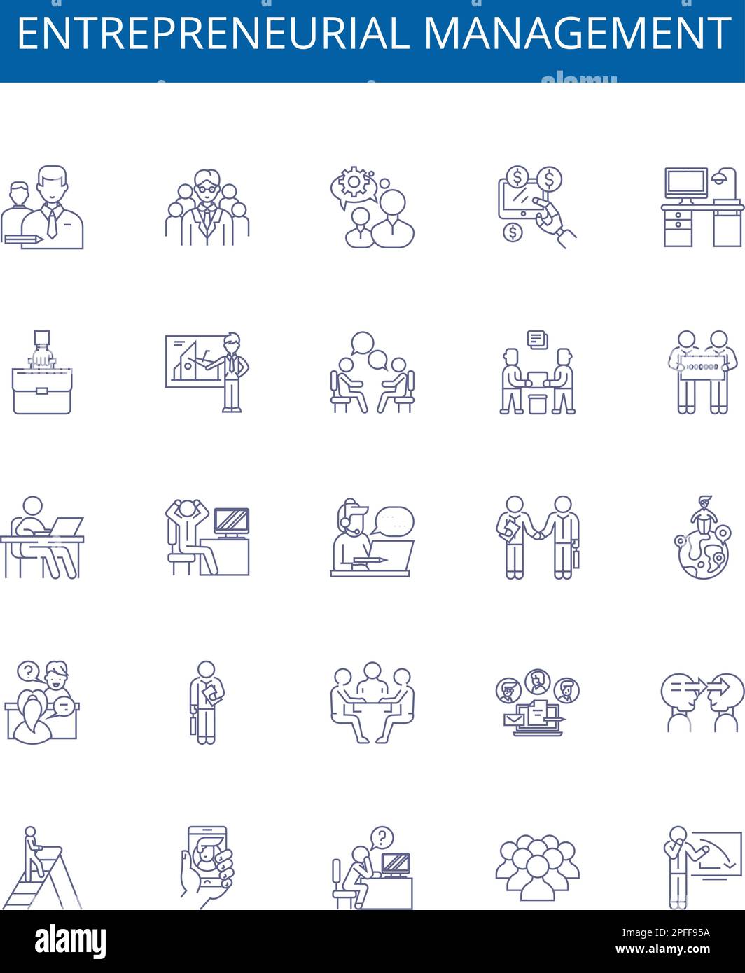 Entrepreneurial management line icons signs set. Design collection of ... Entrepreneurial management line icons signs set. Design collection of ...