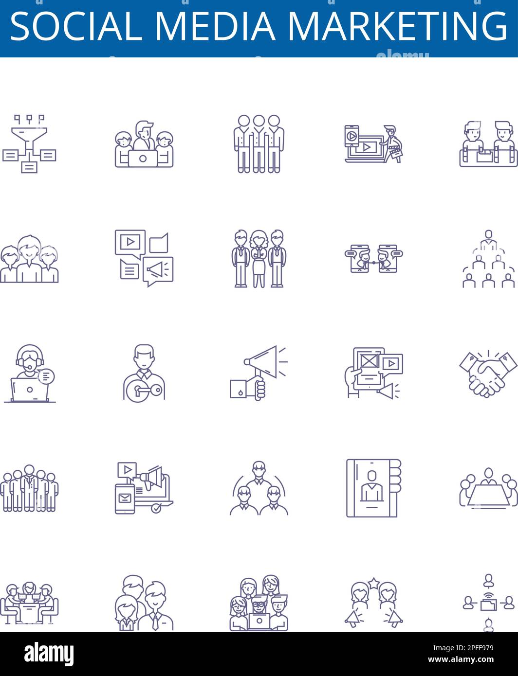 Social Media Marketing Line Icons Signs Set Design Collection Of