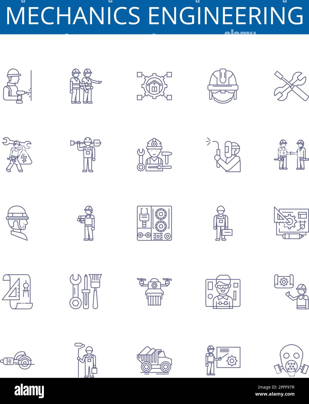 Mechanics engineering line icons signs set. Design collection of ... Mechanics engineering line icons signs set. Design collection of ...