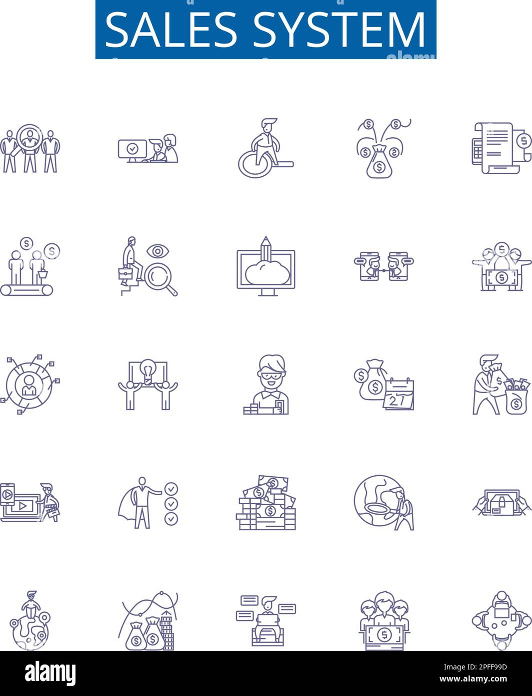 Sales system line icons signs set. Design collection of Sale, System ... Sales system line icons signs set. Design collection of Sale, System ...