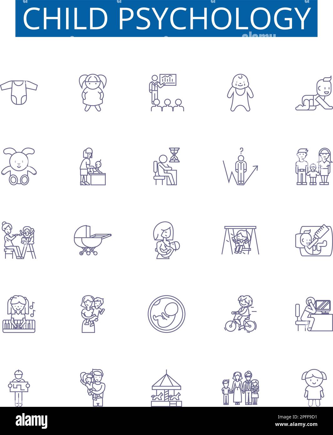 Child psychology line icons signs set. Design collection of Child ...