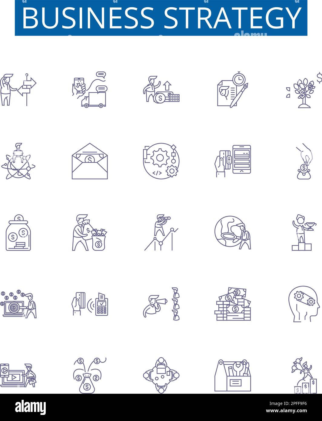 Business strategy line icons signs set. Design collection of Planning ... Business strategy line icons signs set. Design collection of Planning ...