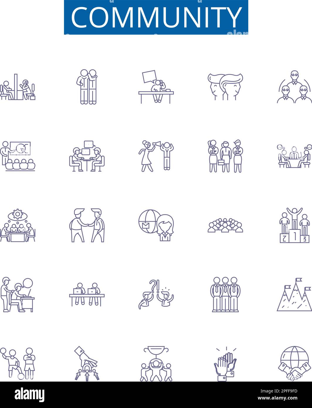 Community line icons signs set. Design collection of Society ...