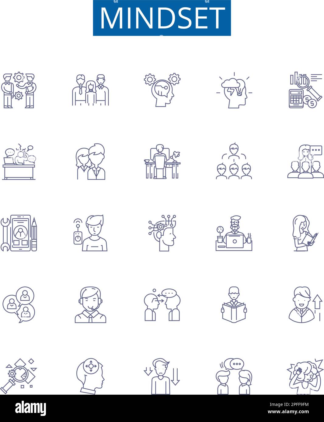 Mindset line icons signs set. Design collection of Attitude, Outlook ...