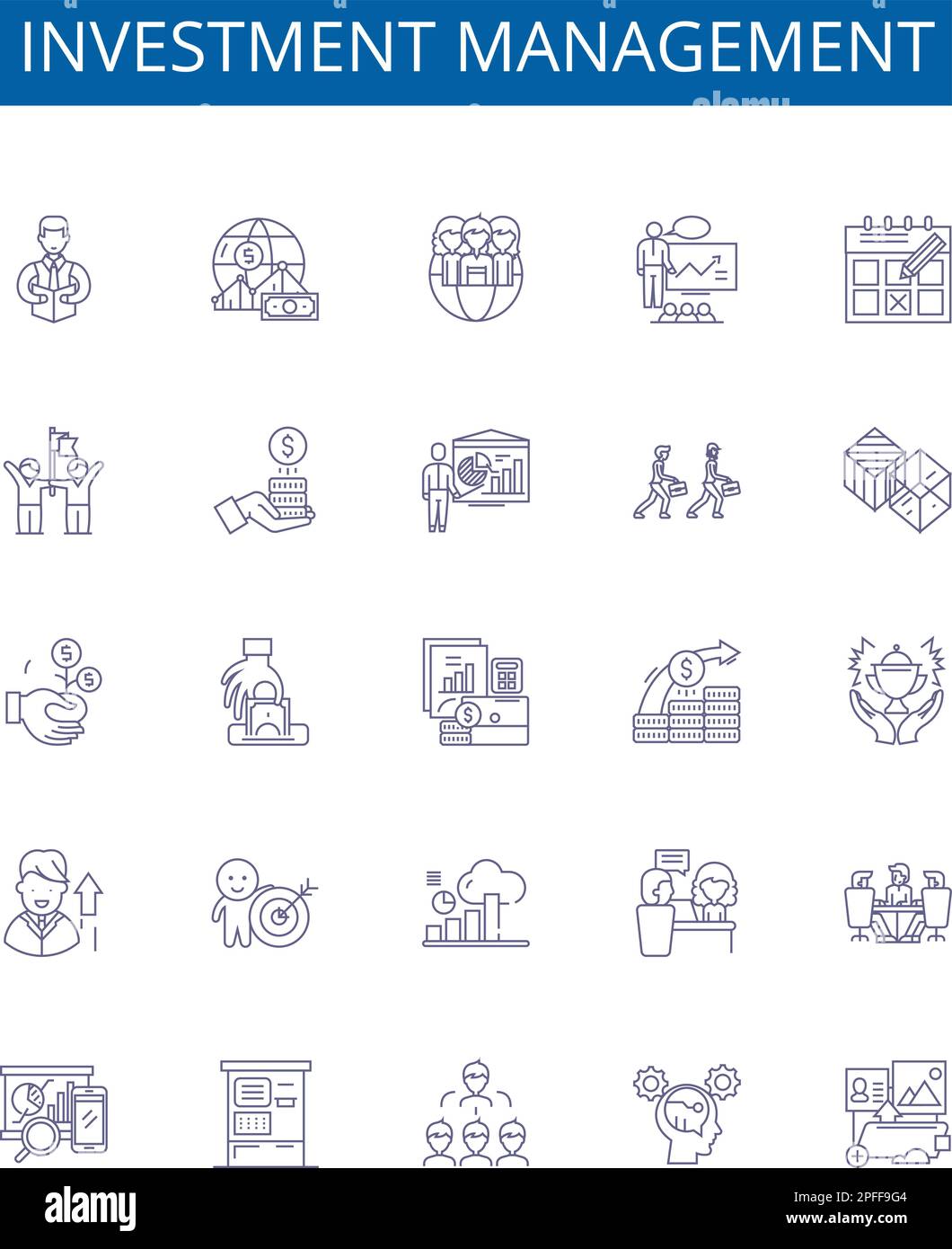 Investment management line icons signs set. Design collection of ... Investment management line icons signs set. Design collection of ...