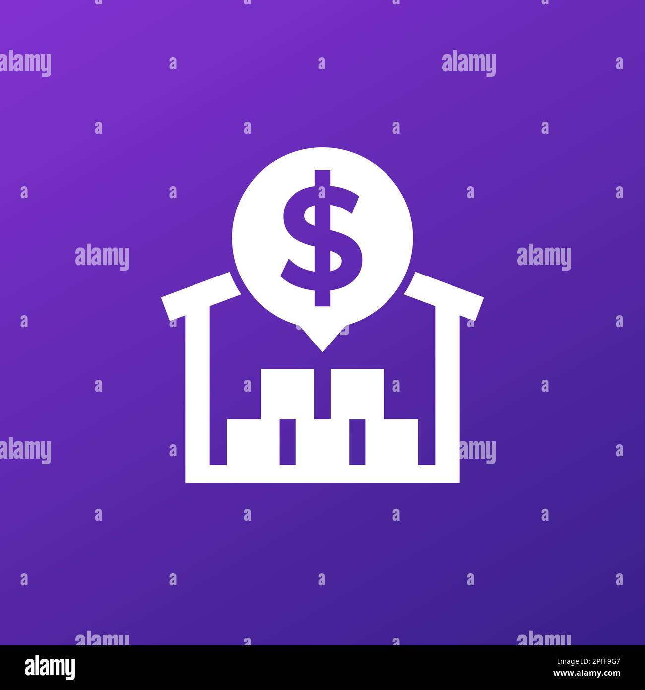 Storage costs icon with a warehouse, vector Stock Vector Image & Art ...