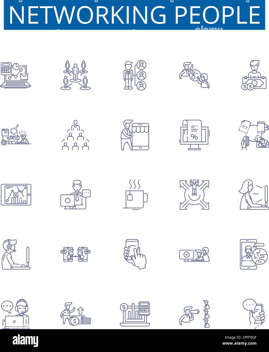 Networking People Line Icons Signs Set Design Collection Of Networking