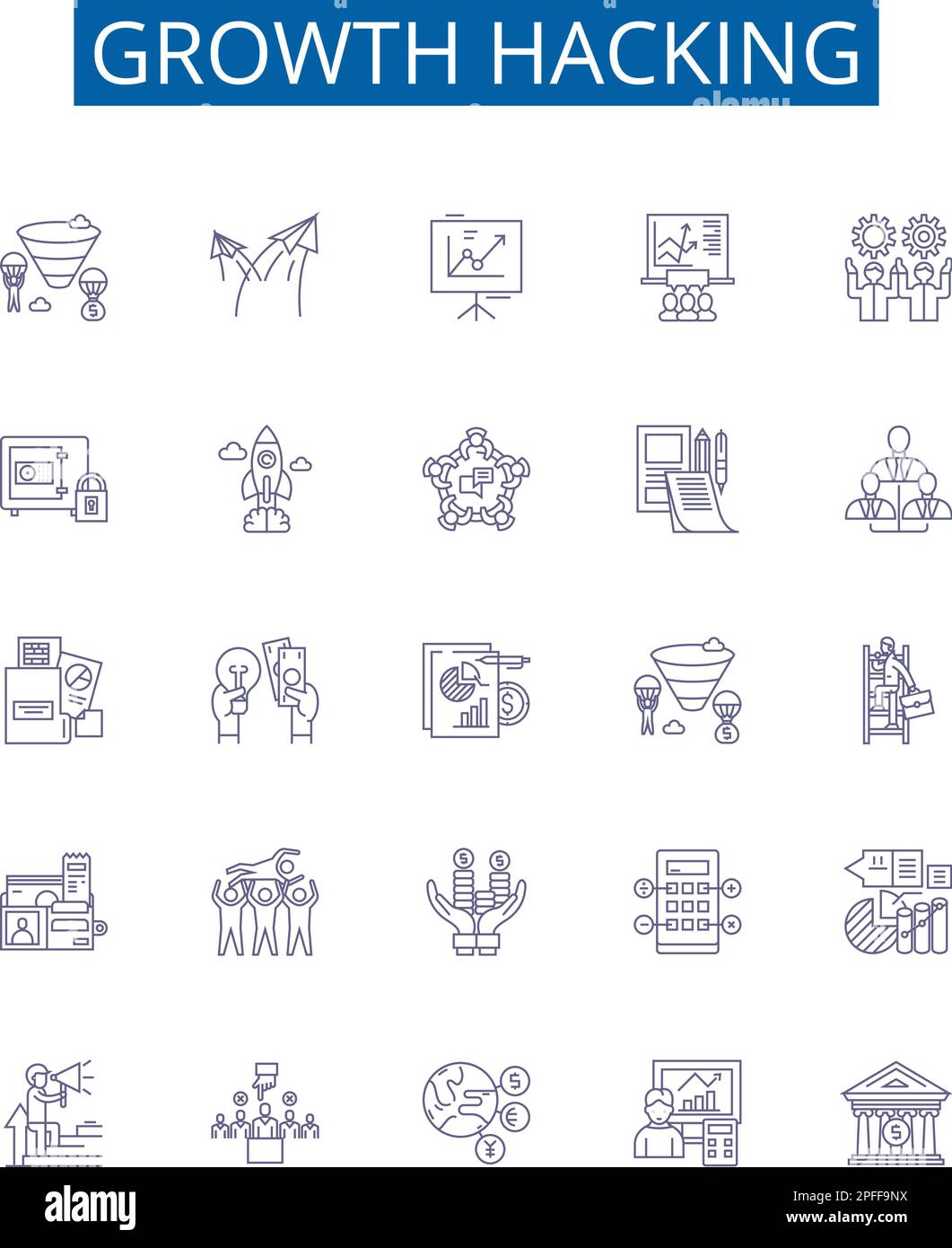 Growth Hacking Line Icons Signs Set Design Collection Of Acquisition