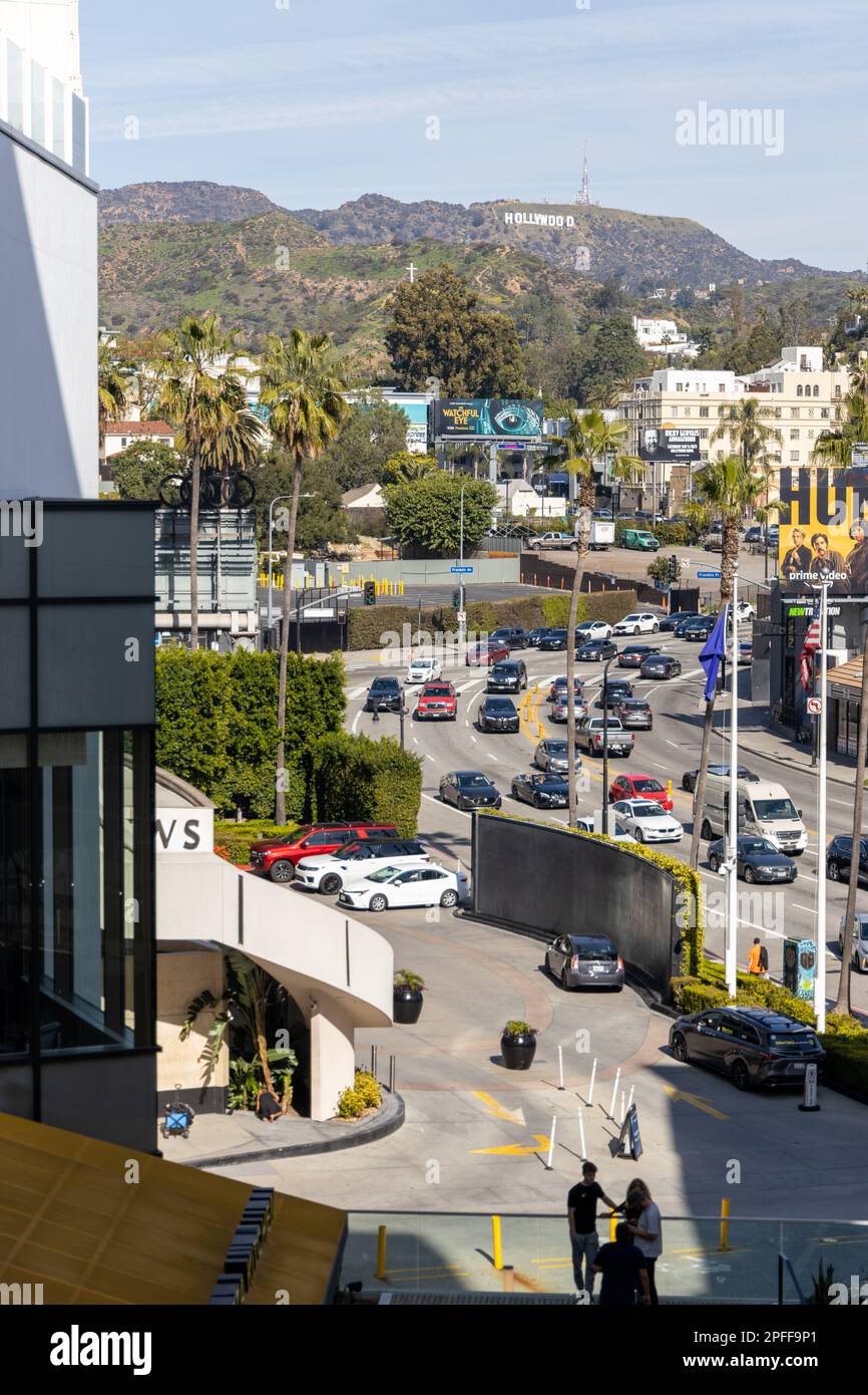 The iconic Hollywood sign as seen from the mall during the day at ...