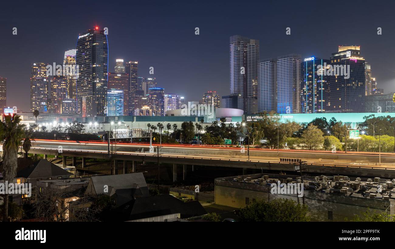 a long exposure of downtown los angeles california USA on February 5th ...
