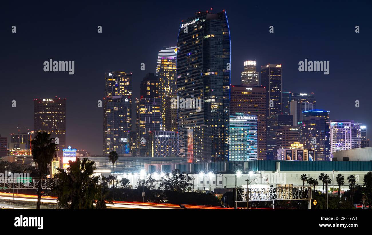 a long exposure of downtown los angeles california USA on February 5th ...