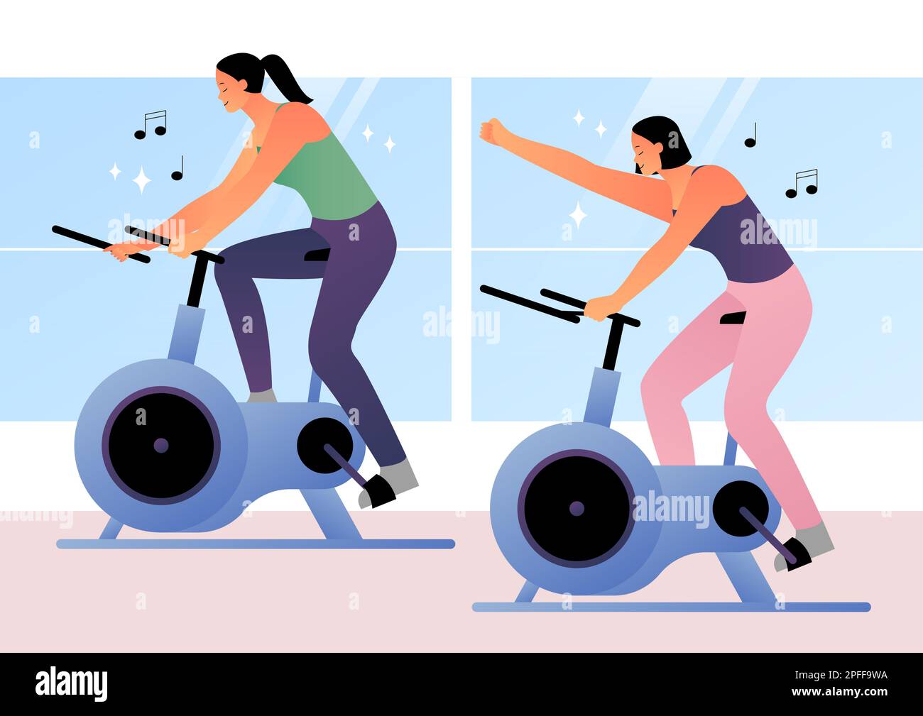 fun exercise and health hobbies, people cycling in gym Stock Photo - Alamy