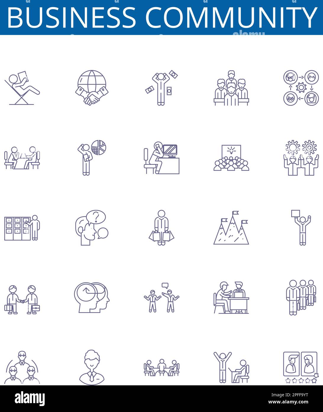 Business Community Line Icons Signs Set Design Collection Of Business Community Networking
