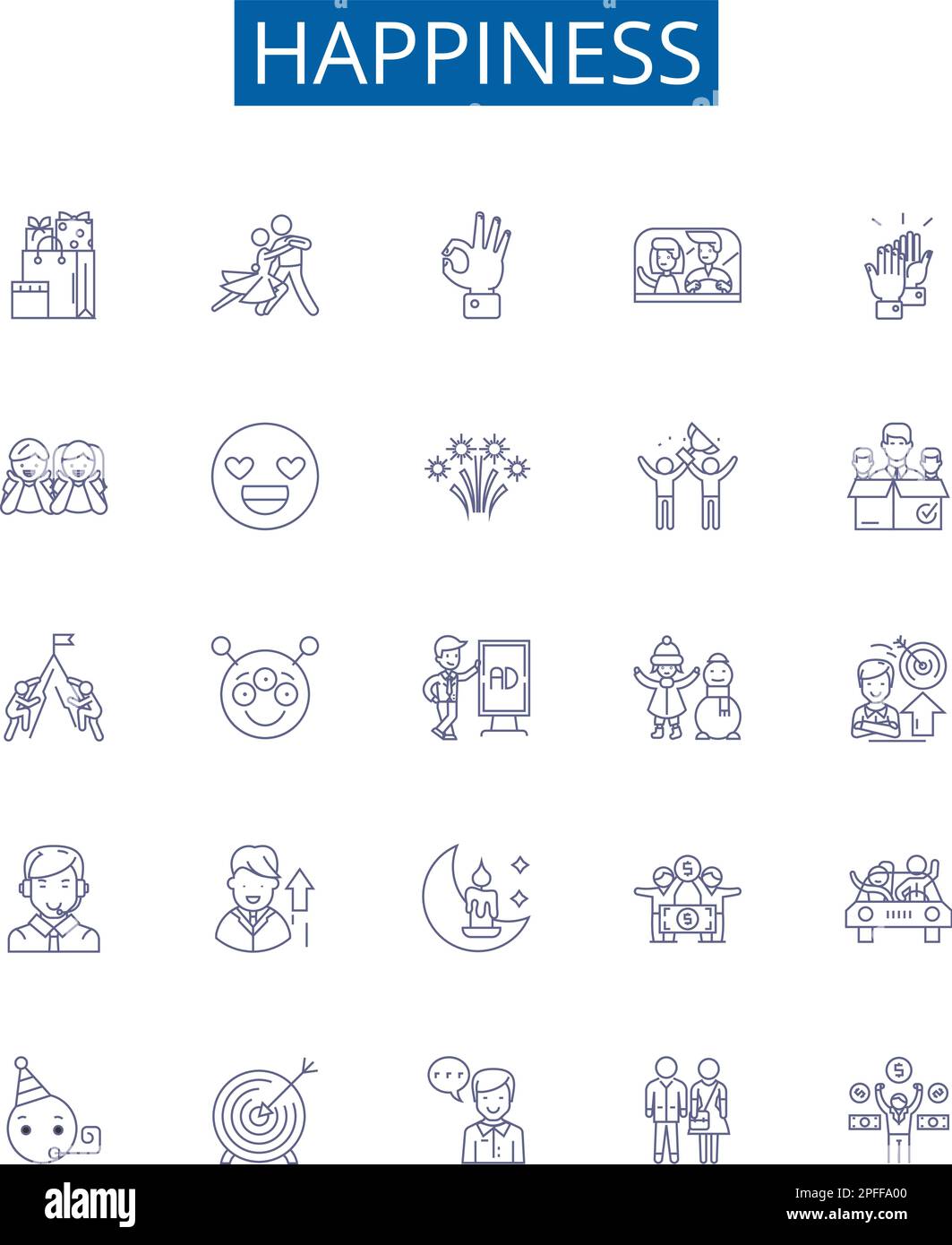 Happiness line icons signs set. Design collection of Joy, Bliss ...