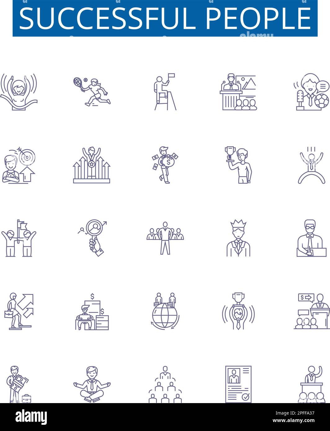 Successful people line icons signs set. Design collection of achievers ...