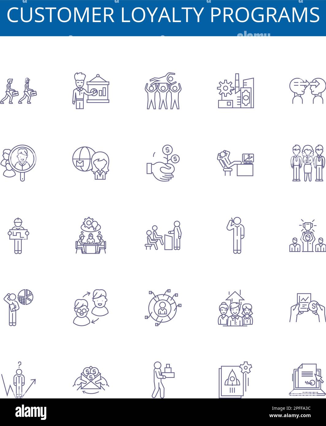 Customer loyalty programs line icons signs set. Design collection of Rewards, Loyalty ...