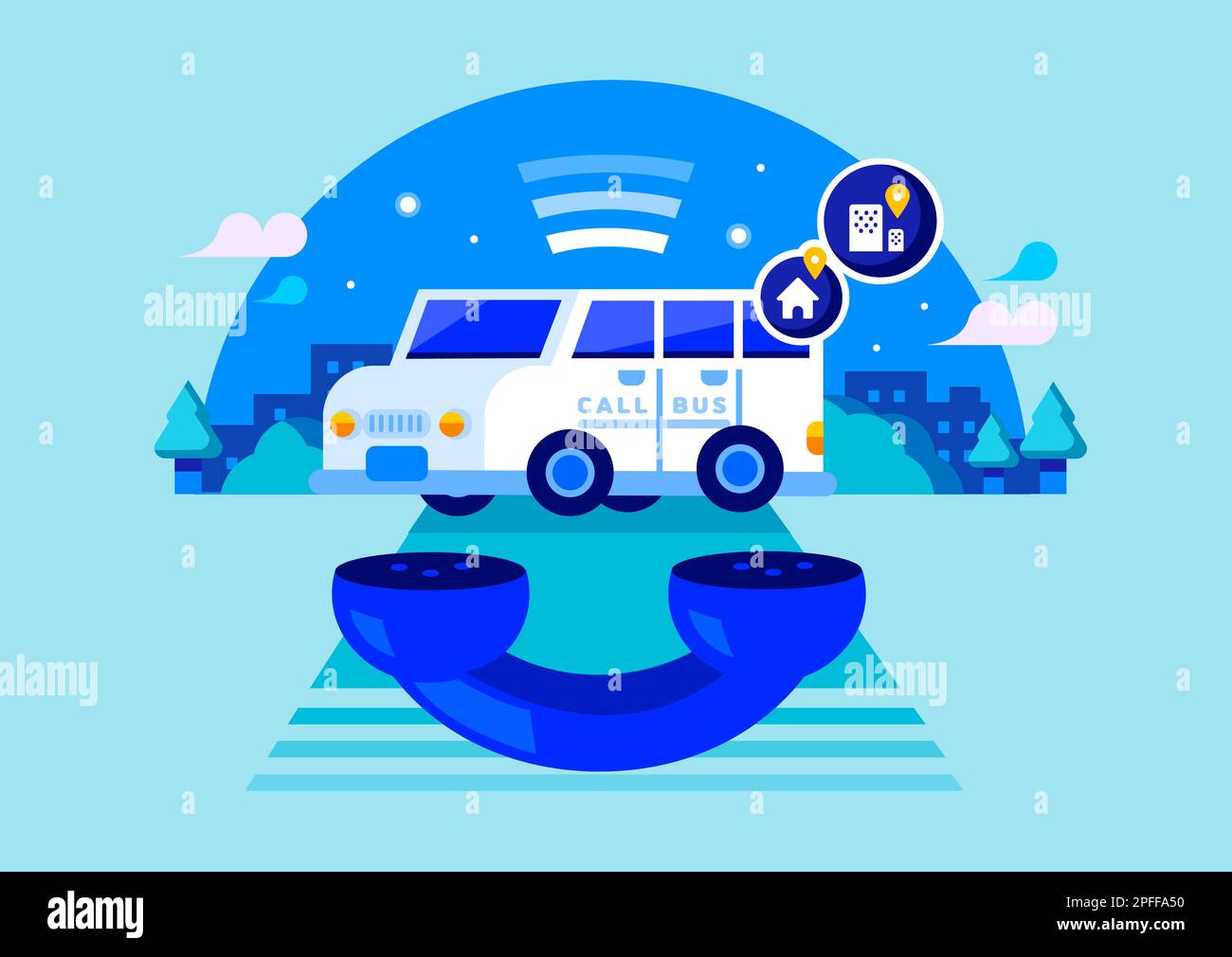 call bus service reservation using mobile phone app Stock Photo - Alamy