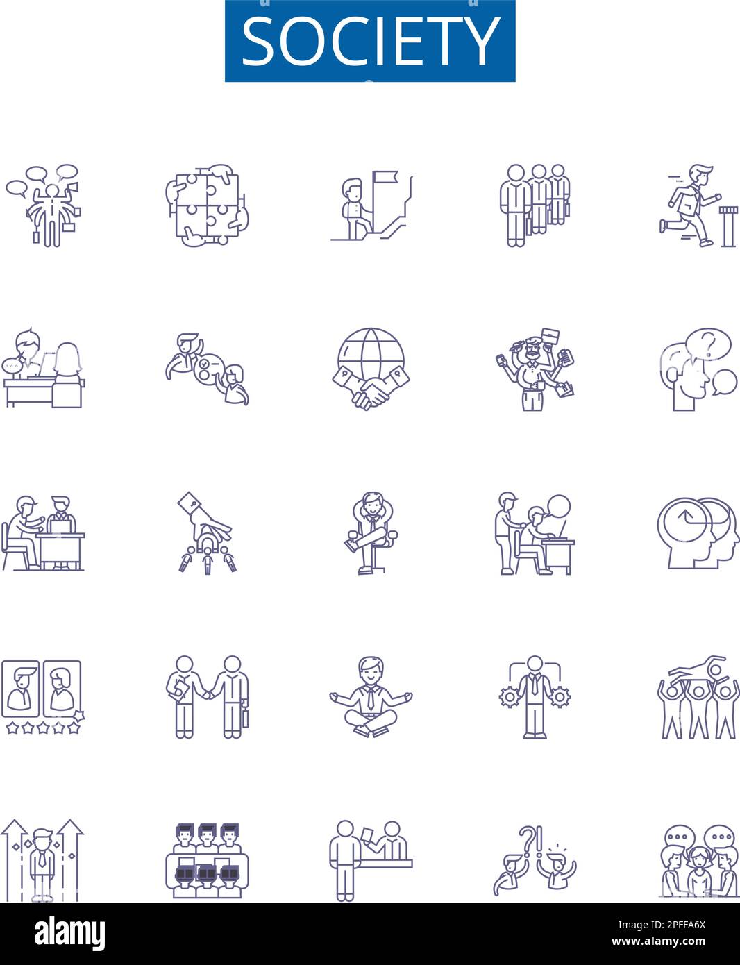 Society line icons signs set. Design collection of Society, community ...