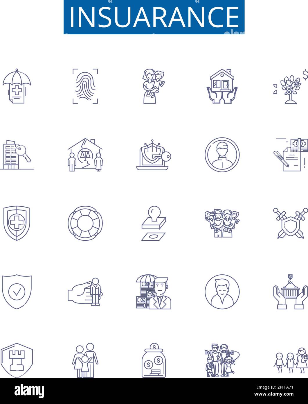 Insuarance line icons signs set. Design collection of Insurance ...