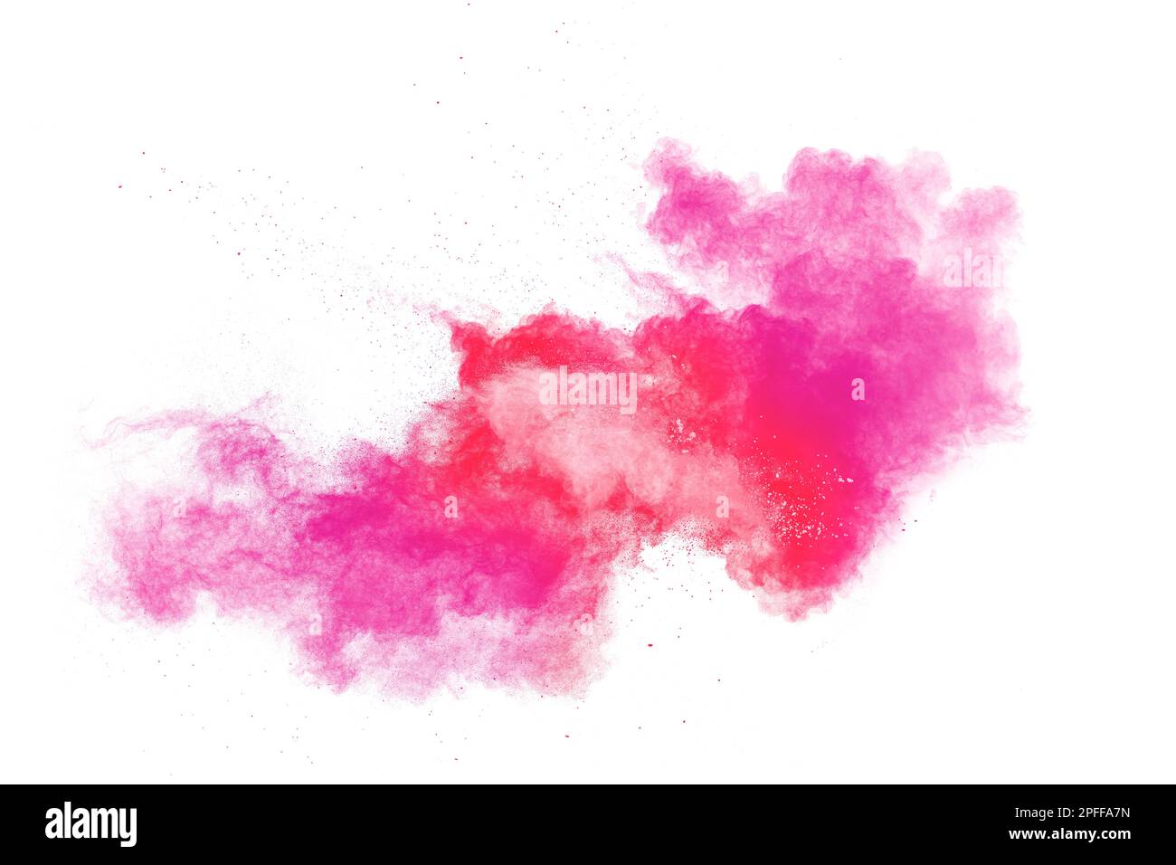 Pink dust splatter on background.Pink powder explosion on white ...