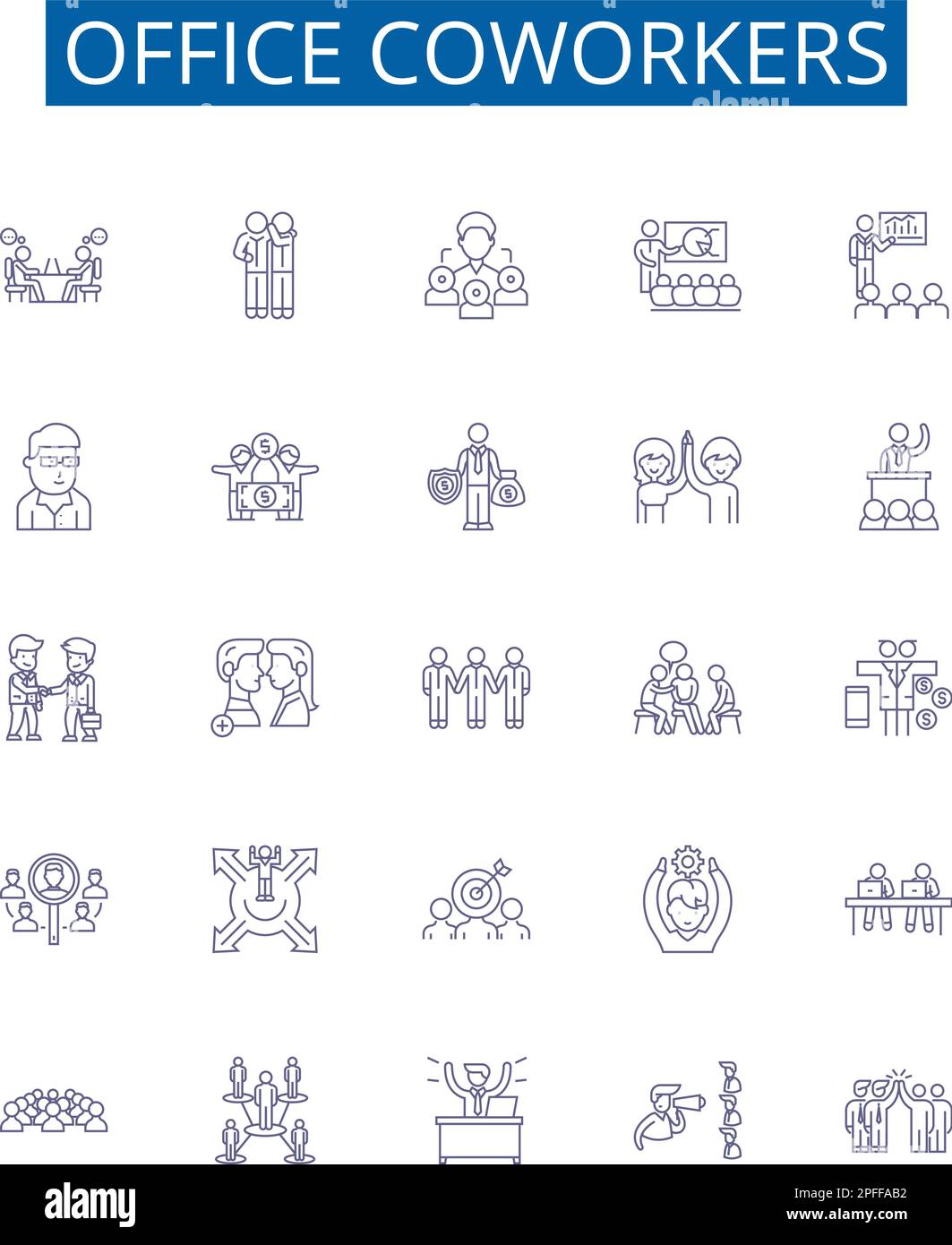 Office Coworkers Line Icons Signs Set Design Collection Of Colleagues