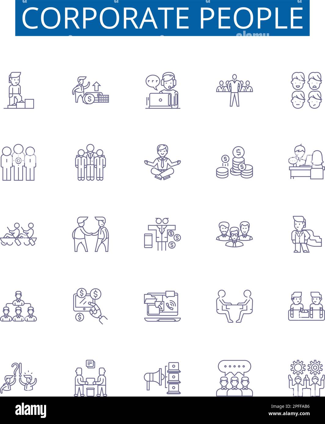 Corporate people line icons signs set. Design collection of Executives ...