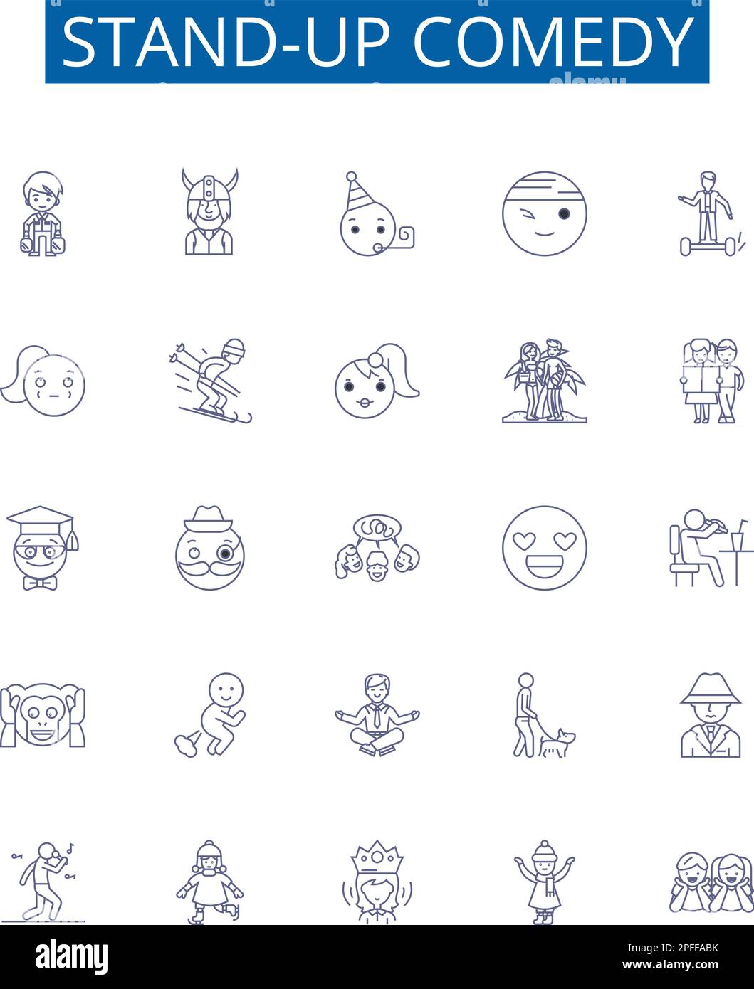 Stand-up comedy line icons signs set. Design collection of Humor, Jokes ...