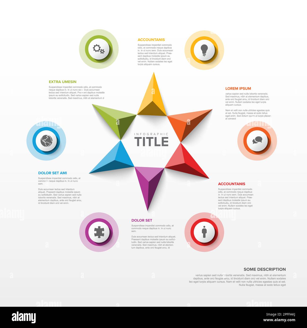 Vector multipurpose Infographic template with title and six elements ...