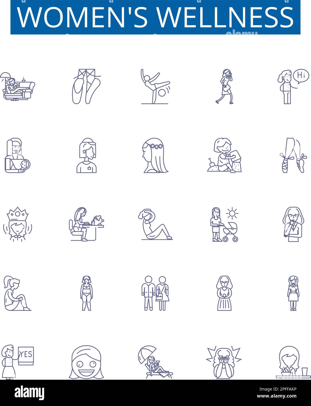 Women's wellness line icons signs set. Design collection of Female ...