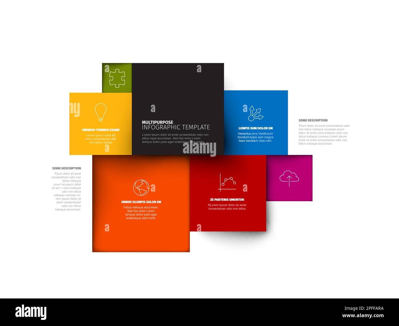 Vector Minimalist colorful mosaic Infographic report template with ...