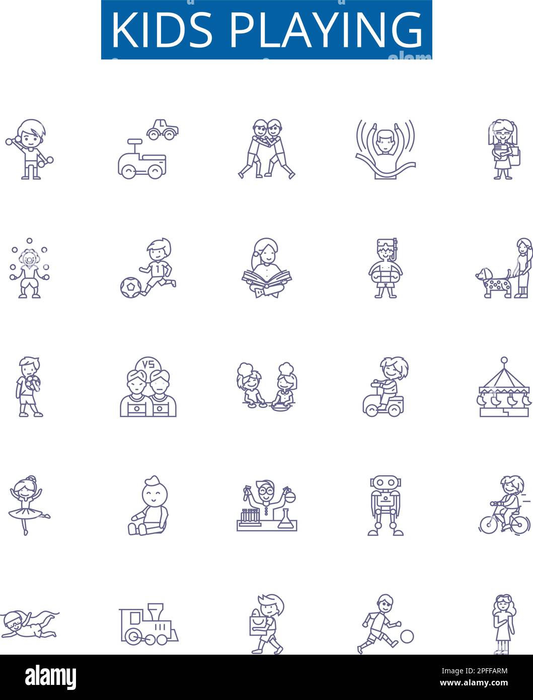 Kids playing line icons signs set. Design collection of Children ...