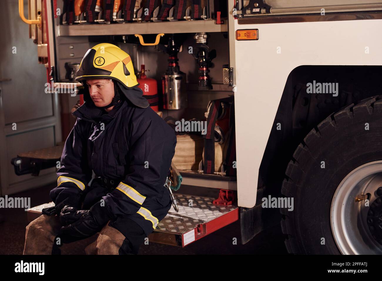 Tired firefighter hi-res stock photography and images - Alamy