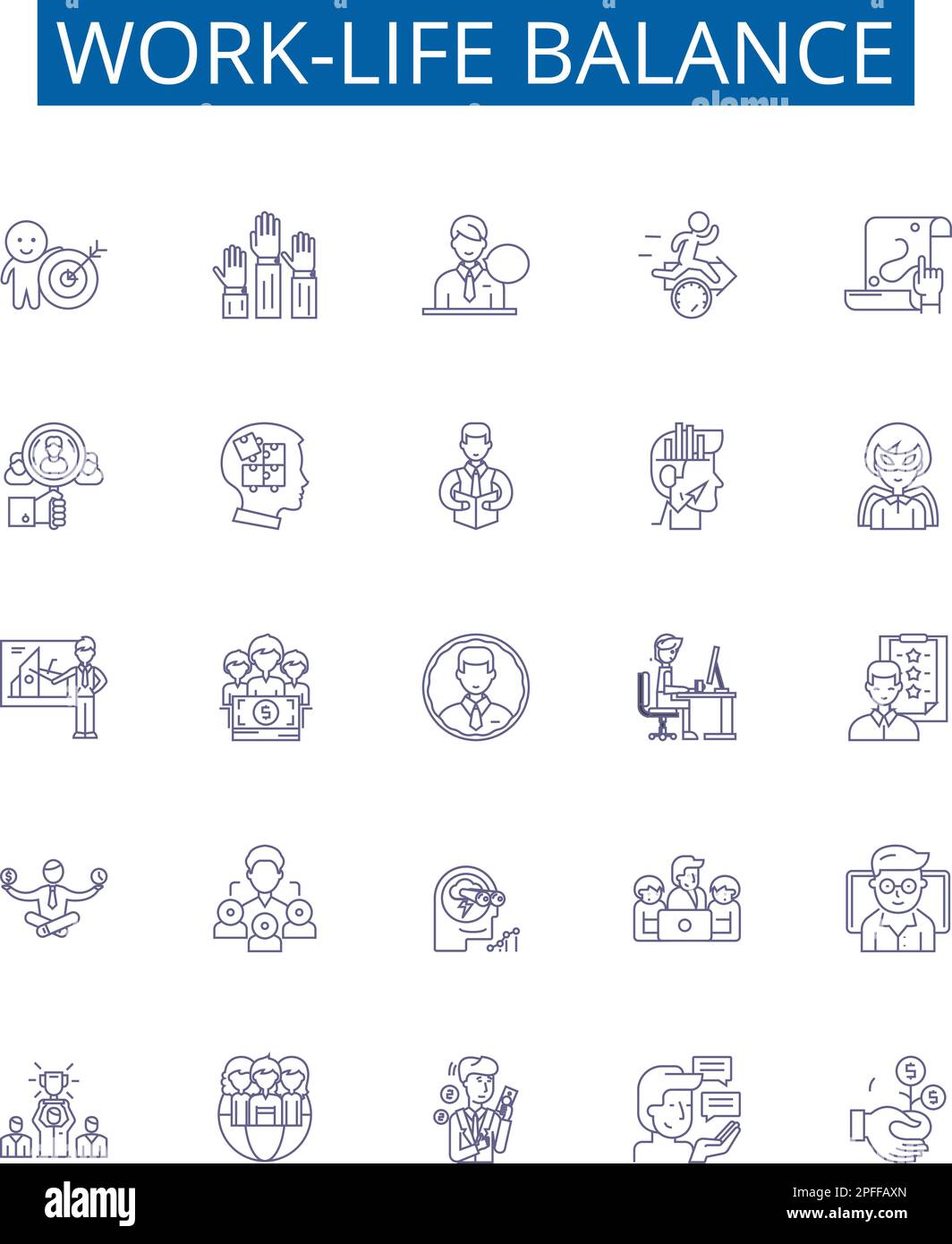 Work-life balance line icons signs set. Design collection of Work life ...