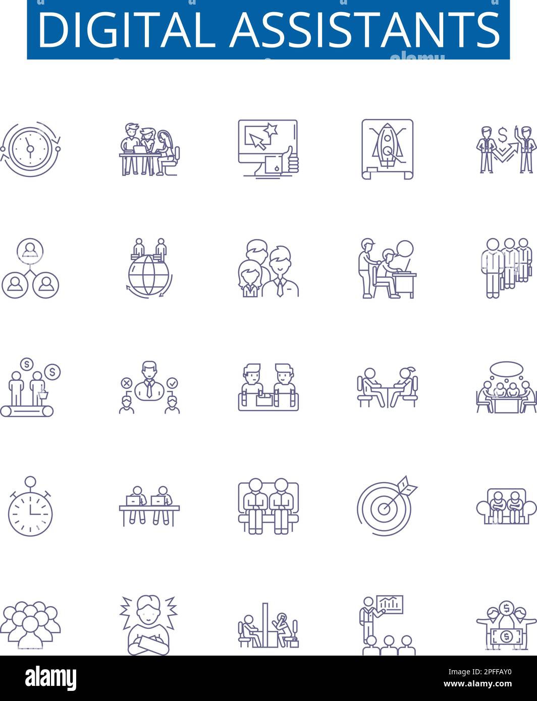 Digital assistants line icons signs set. Design collection of Virtual ... Digital assistants line icons signs set. Design collection of Virtual ...