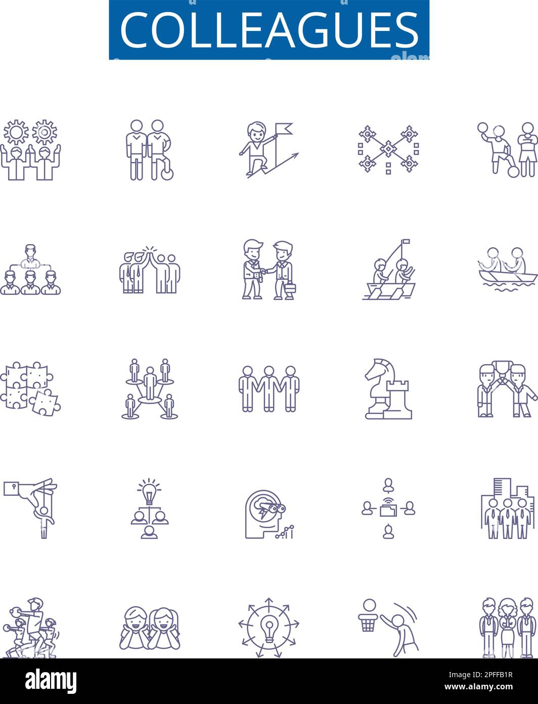 Colleagues line icons signs set. Design collection of Colleagues, Peers ...