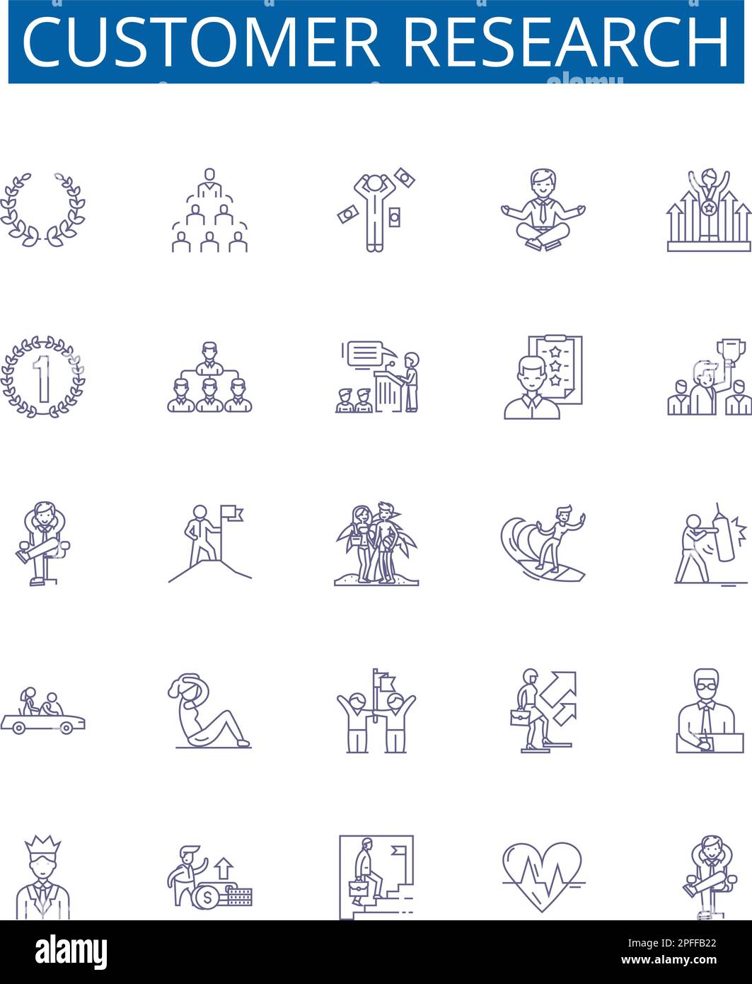 Customer research line icons signs set. Design collection of Customer ... Customer research line icons signs set. Design collection of Customer ...