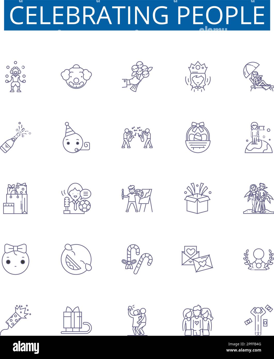 Celebrating people line icons signs set. Design collection of Honoring ...