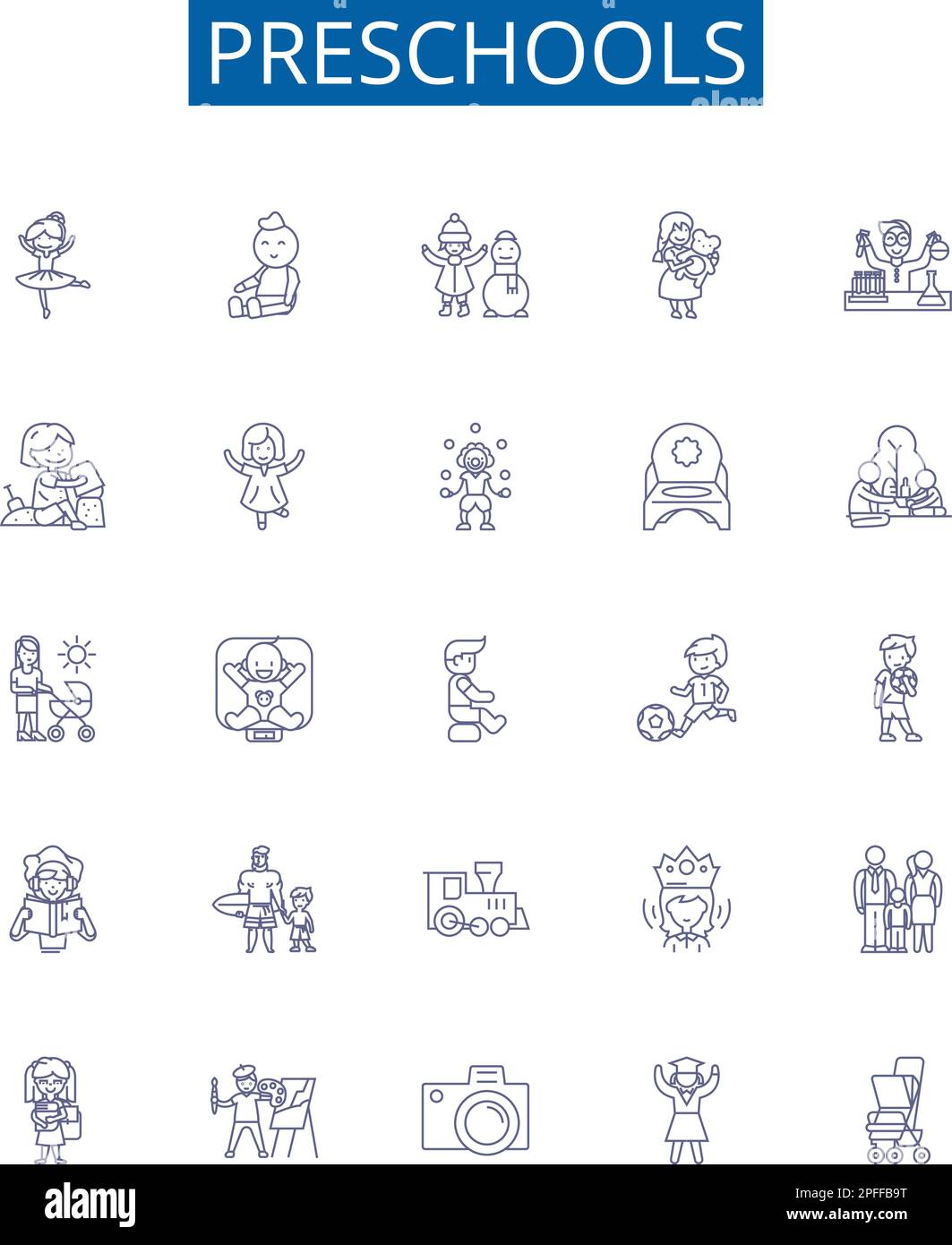 Preschools line icons signs set. Design collection of Preschools ... Preschools line icons signs set. Design collection of Preschools ...