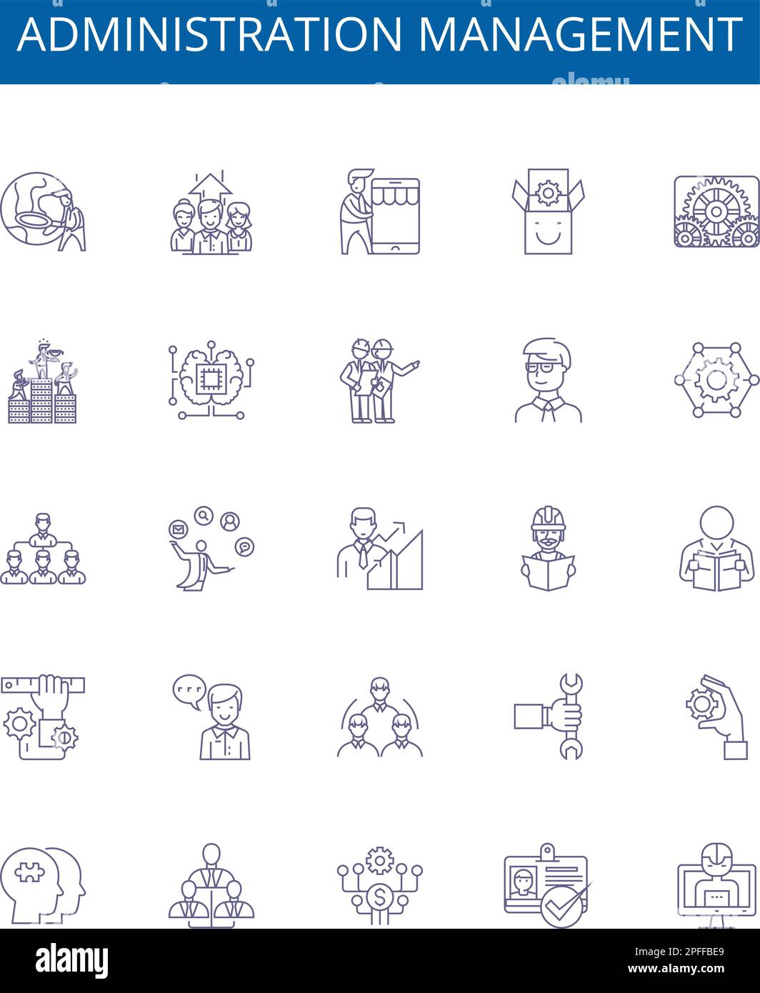 Administration Management Line Icons Signs Set Design Collection Of