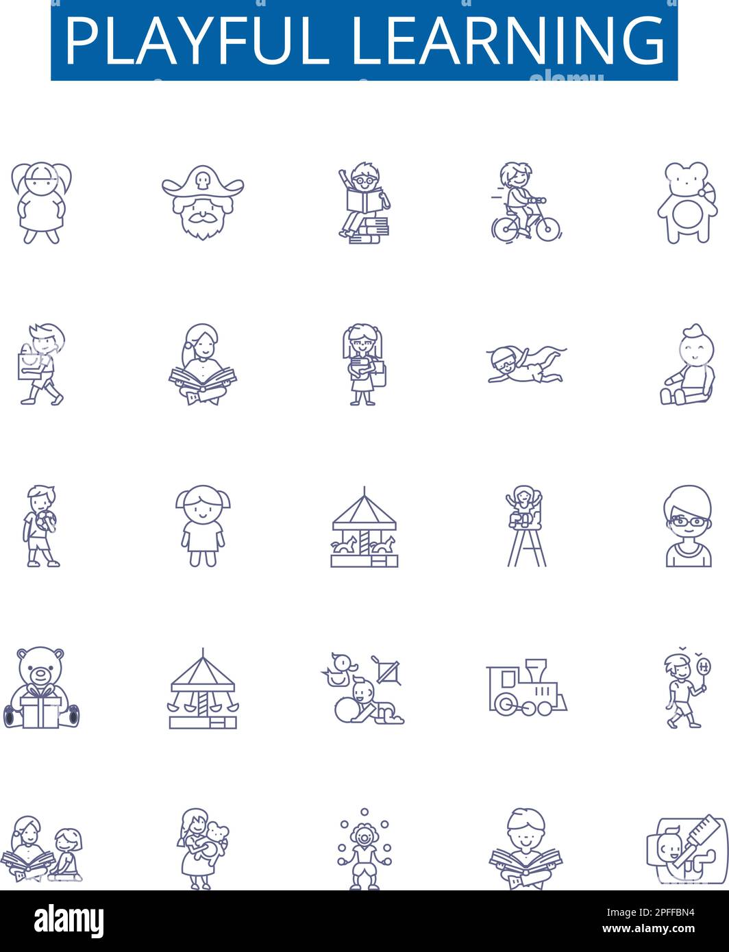 Playful learning line icons signs set. Design collection of Frolicking ...